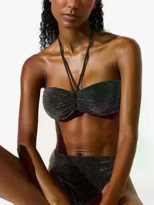 Karl Lagerfeld Metallic Bandeau Bikini Top - Black