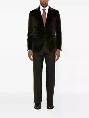 Tagliatore Notched Velvet Jacket - Brown