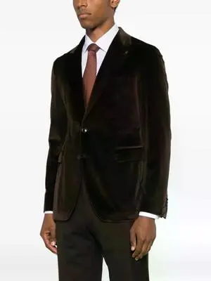 Tagliatore Notched Velvet Jacket - Brown