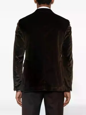 Tagliatore Notched Velvet Jacket - Brown