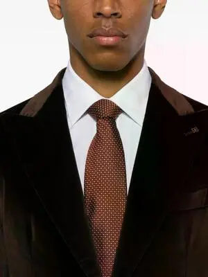 Tagliatore Notched Velvet Jacket - Brown