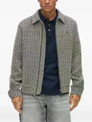 Karl Lagerfeld Zip-up Bouclé Tweed Jacket