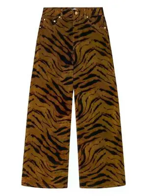 GANNI Zebra Print Straight Leg Jeans