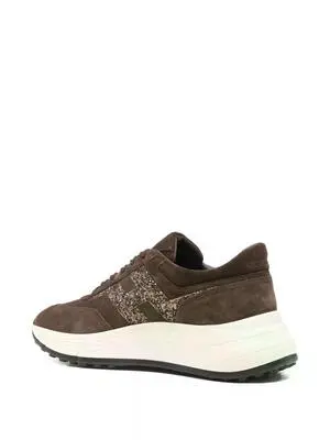 Hogan Glitter Logo Platform Trainers - Brown