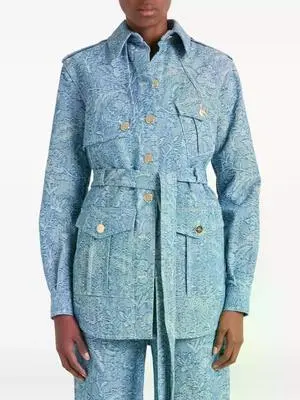 TEMPERLEY LONDON Floral-print Belted Denim Jacket