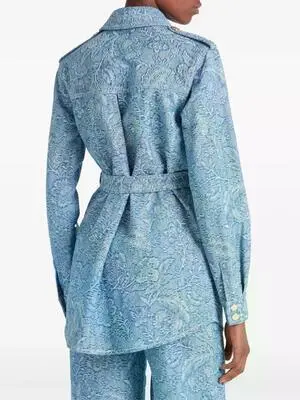 TEMPERLEY LONDON Floral-print Belted Denim Jacket