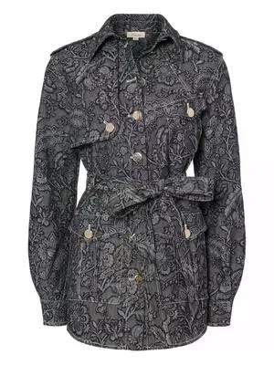 TEMPERLEY LONDON Floral-print Belted Denim Jacket