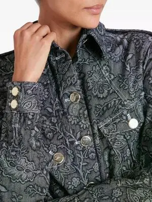 TEMPERLEY LONDON Floral-print Belted Denim Jacket