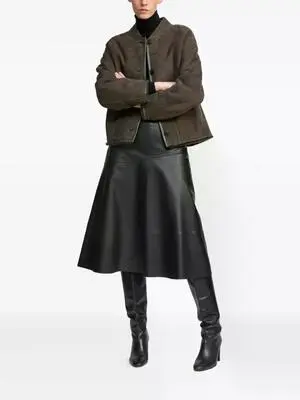 YVES SALOMON Suede Shearling Varsity Jacket