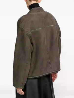 YVES SALOMON Suede Shearling Varsity Jacket