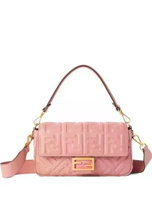 Fendi Baguette Ff Motif-embossed Shoulder Bag - Pink
