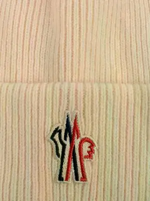 Moncler Ribbed Beanie Hat - Neutrals