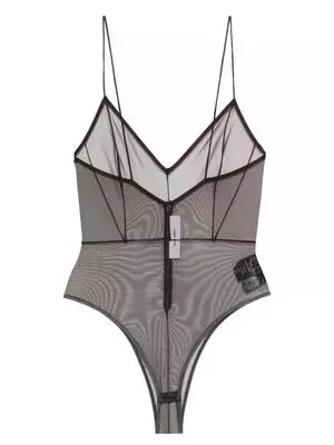 Alex Perry V-neck Zip Bodysuit - Brown