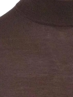 FILIPPO DE LAURENTIIS Mock-neck Merino Wool Sweater - Brown