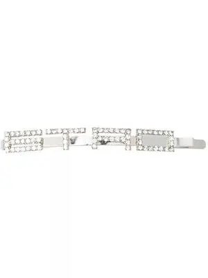 Etro Crystal-embellished Logo Hair Clip - Silver