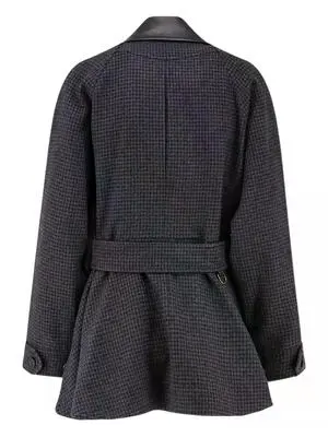 Chloé Houndstooth Trench With Leather Collar