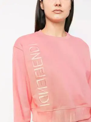 Fendi Cropped Embroidered Logo Sweatshirt