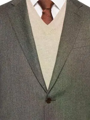 Canali Herringbone Wool Suit - Brown