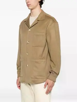 Canali Patch-pocket Buttoned Shirt Jacket - Brown