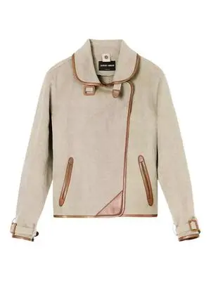 Giorgio Armani Buckled-cuff Contrast-trim Jacket