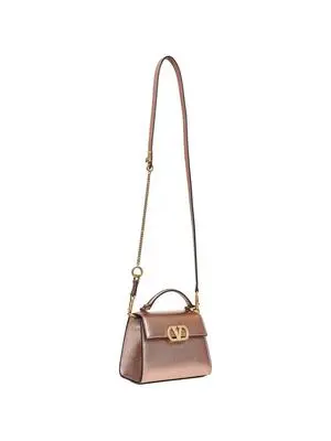 Valentino Garavani Vsling Mini Handbag In Laminated Grainy Calfskin With Jewel Logo