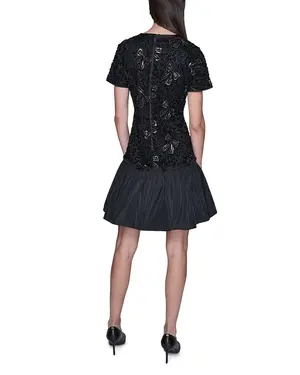 Karl Lagerfeld Paris Chenille Sequin Mesh A-line Dress