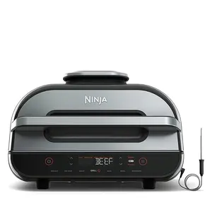 NINJA Fg551 Foodi Smart Xl 6 In 1 Indoor Grill With 4 Quart Air Fryer, Roast, Bake, Dehydrate, Broil, And Smart Cook System - Black