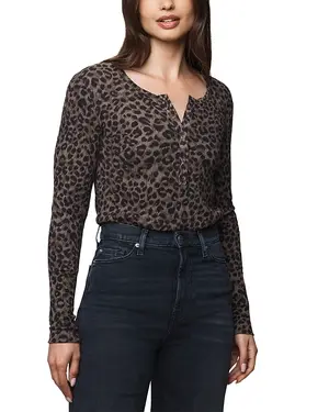 Splendid Leo Forever Henley Top - Leaopard Print