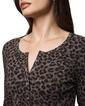 Splendid Leo Forever Henley Top - Leaopard Print