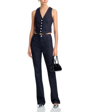 Cinq À Sept Shailene Metallic Pinstripe Pants