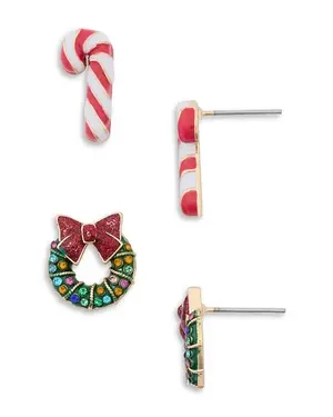 Baublebar Candy Cane & Mistletoe Earrings Set
