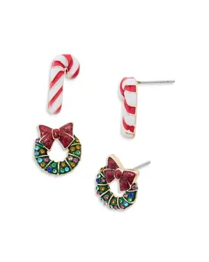 Baublebar Candy Cane & Mistletoe Earrings Set