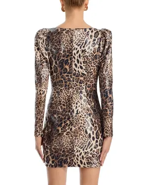 Aqua X Salvo Rizza Sequined Animal Print Mini Dress