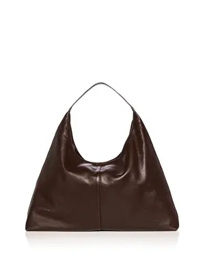 Aqua Slouchy Leather Hobo Tote - Chocolate