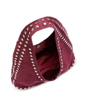 Aqua Studded Suede Hobo Bag - Burgundy