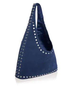 Aqua Studded Suede Hobo Bag