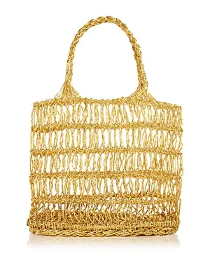 Aqua Woven Metallic Tote - Gold