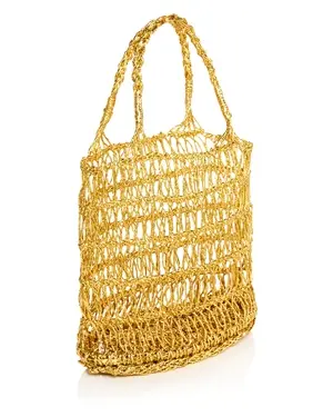 Aqua Woven Metallic Tote - Gold