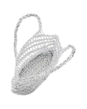Aqua Woven Metallic Tote