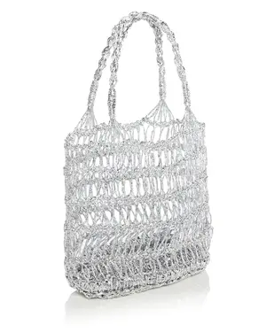 Aqua Woven Metallic Tote