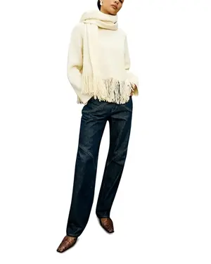 Rails Lise Wool-blend Mock Neck Sweater - Ivory Fringe