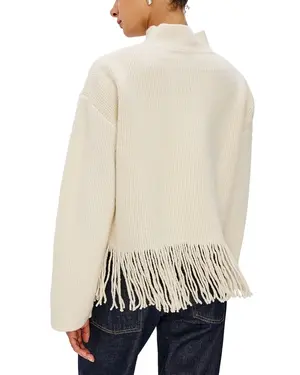 Rails Lise Wool-blend Mock Neck Sweater - Ivory Fringe
