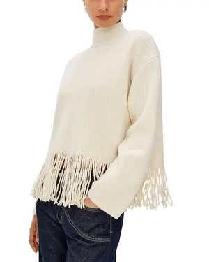 Rails Lise Wool-blend Mock Neck Sweater - Ivory Fringe