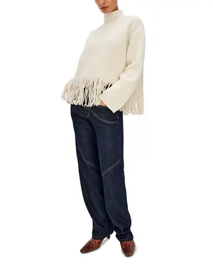 Rails Lise Wool-blend Mock Neck Sweater - Ivory Fringe