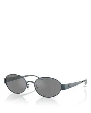 Tory Burch Oval Sunglasses, 54mm - Navy/dark Grey Flash