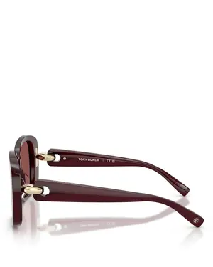 Tory Burch Square Sunglasses, 53mm - Opal Burgundy/wine