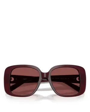 Tory Burch Square Sunglasses, 53mm - Opal Burgundy/wine