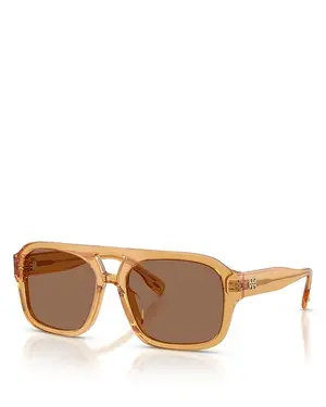 Tory Burch Aviator Sunglasses - Yellow Brown/solid Brown