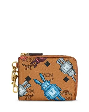 Mcm Aren Visetos Card Case - Cognac
