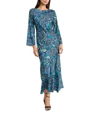 Maggy London Printed Long Sleeve Dress
